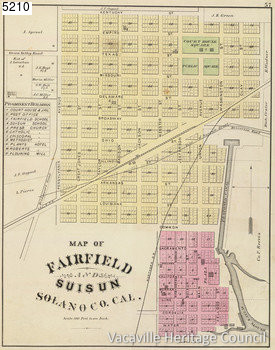 Map of Fairfield and Suisun, Solano County, CA. 1878